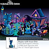 Disney Nightmare Before Christmas Black Light Village Hand Painted Collection