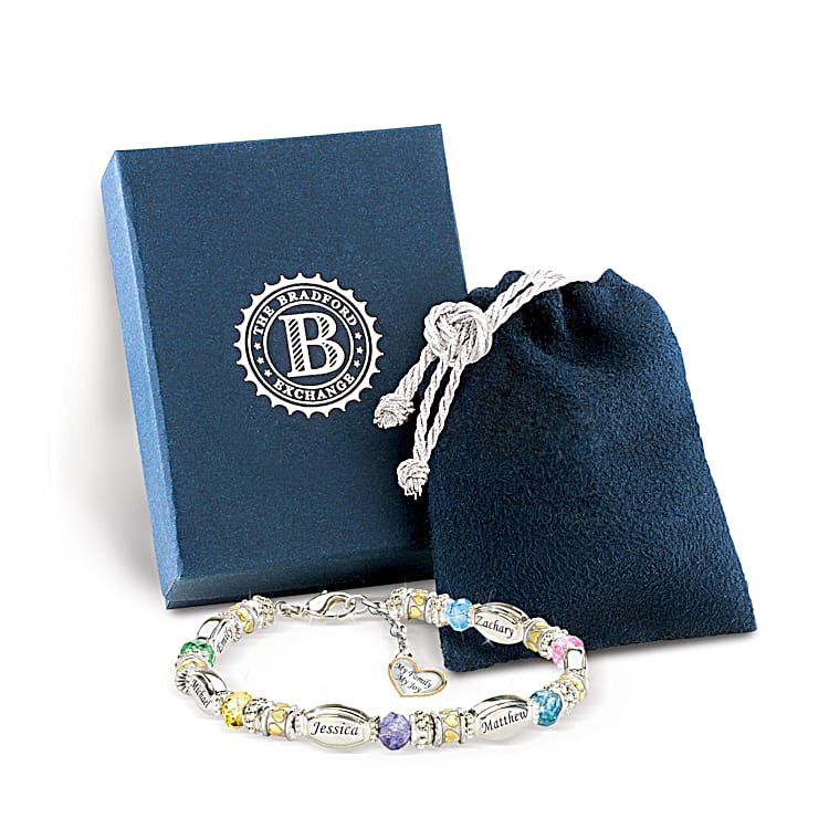 Personalized Birthstone Bracelet My Family My Joy