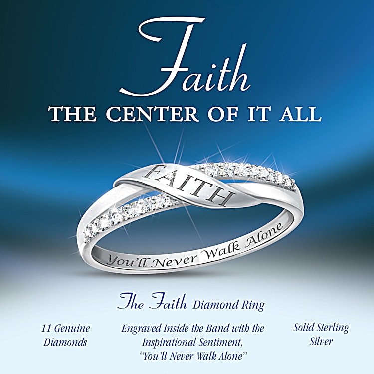 Genuine Diamond Sterling Silver FAITH Ring