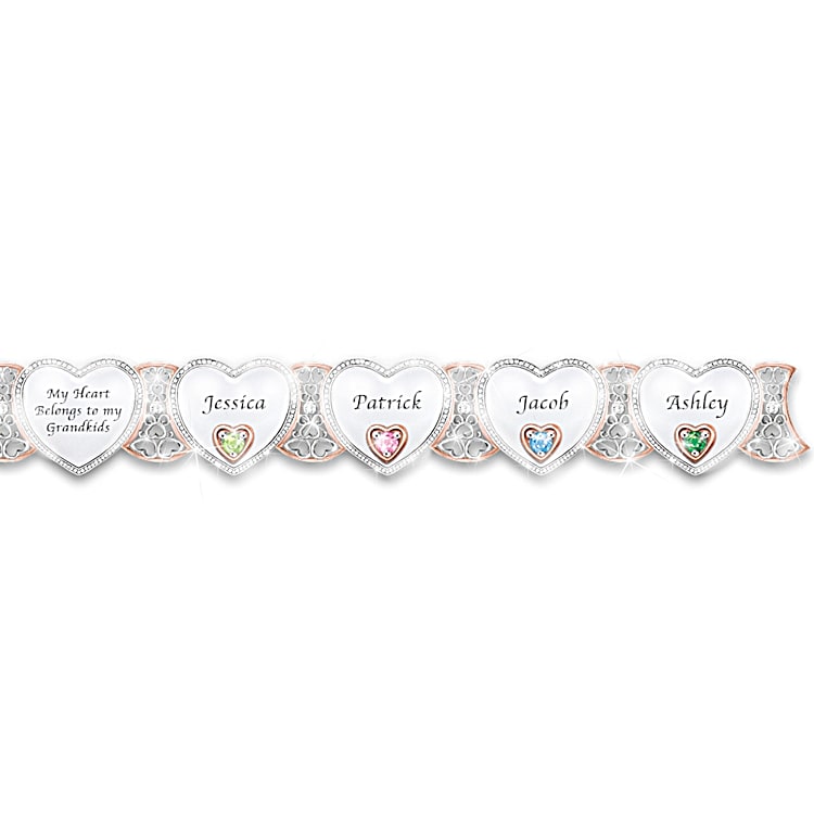 Birthstone Grandma s Heart Joy Personalized Bracelet