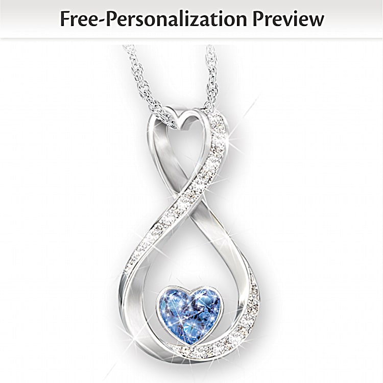 Forever together engraved birthstone necklace in silver store