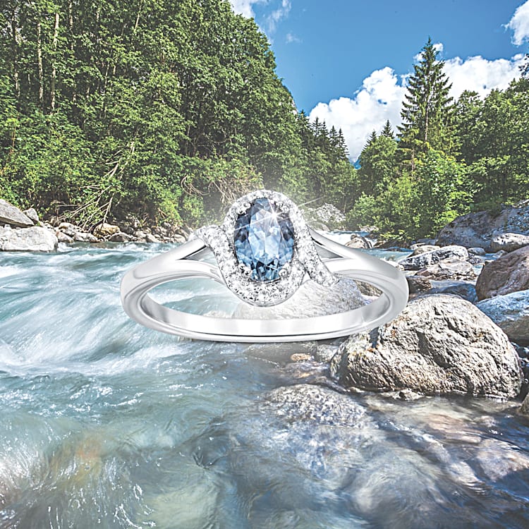 Genuine Montana Sapphire White Topaz Glacier Waters Ring