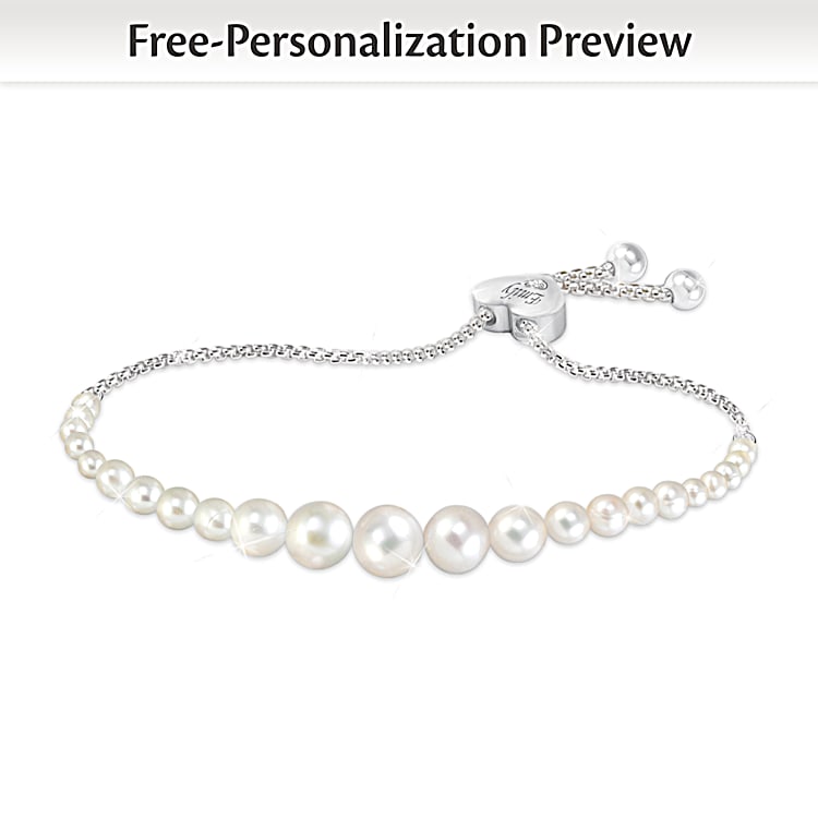 Daughter Pearls Of Wisdom Personalized Diamond Bolo Bracelet With Custom Keepsake Box
