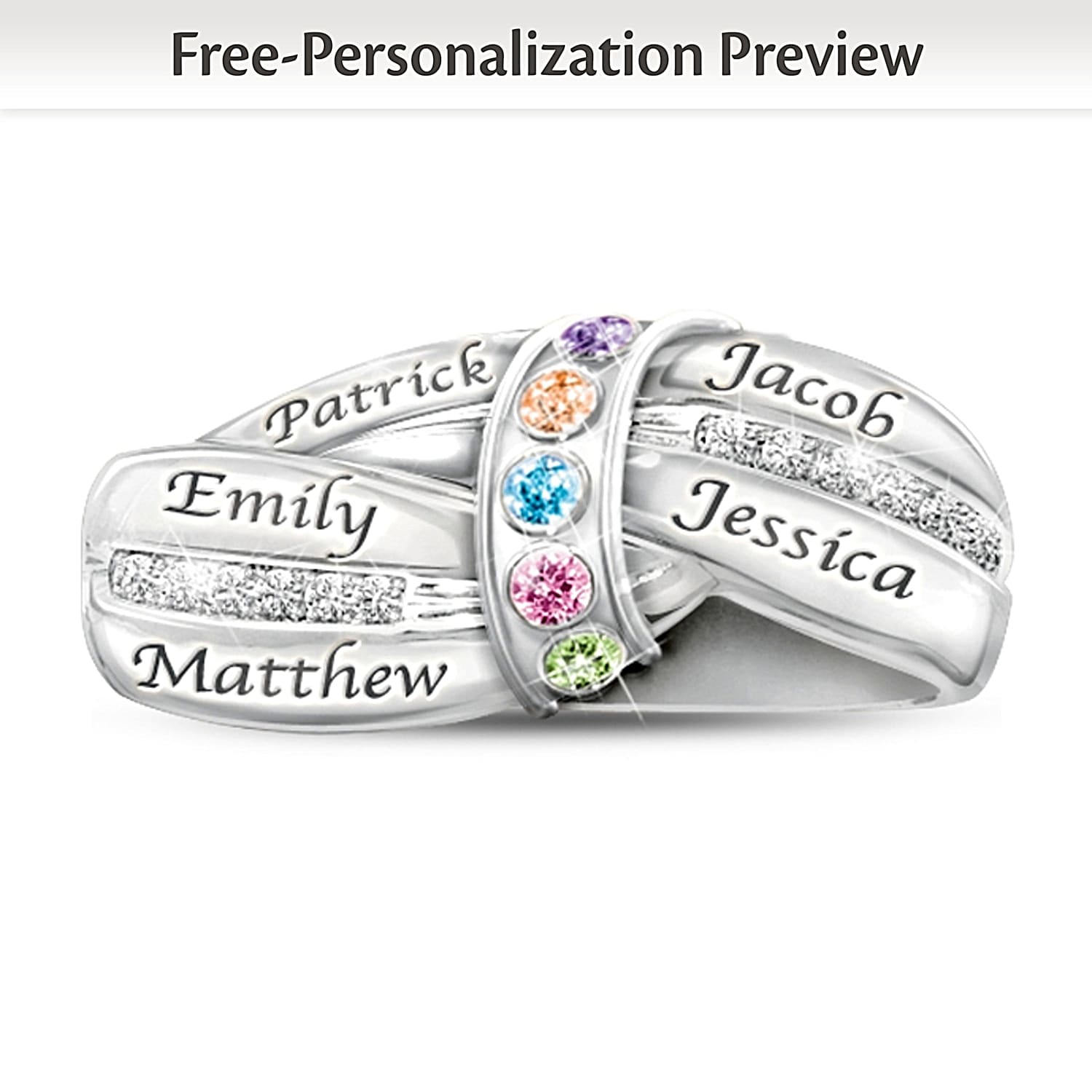 A Mother s Embrace Engraved Personalized Birthstone Ring