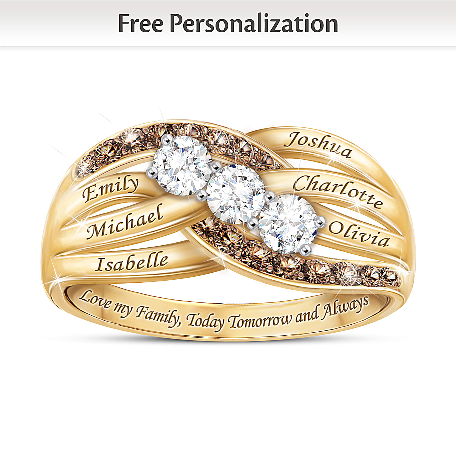 My Precious Family Always Personalized Topaz Diamond Ring