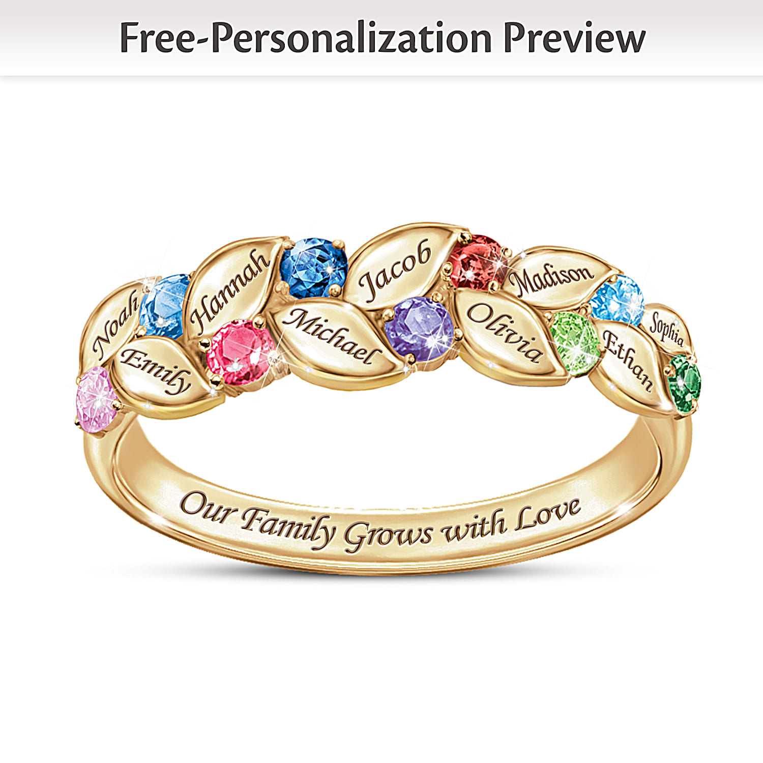 9 stone family ring store