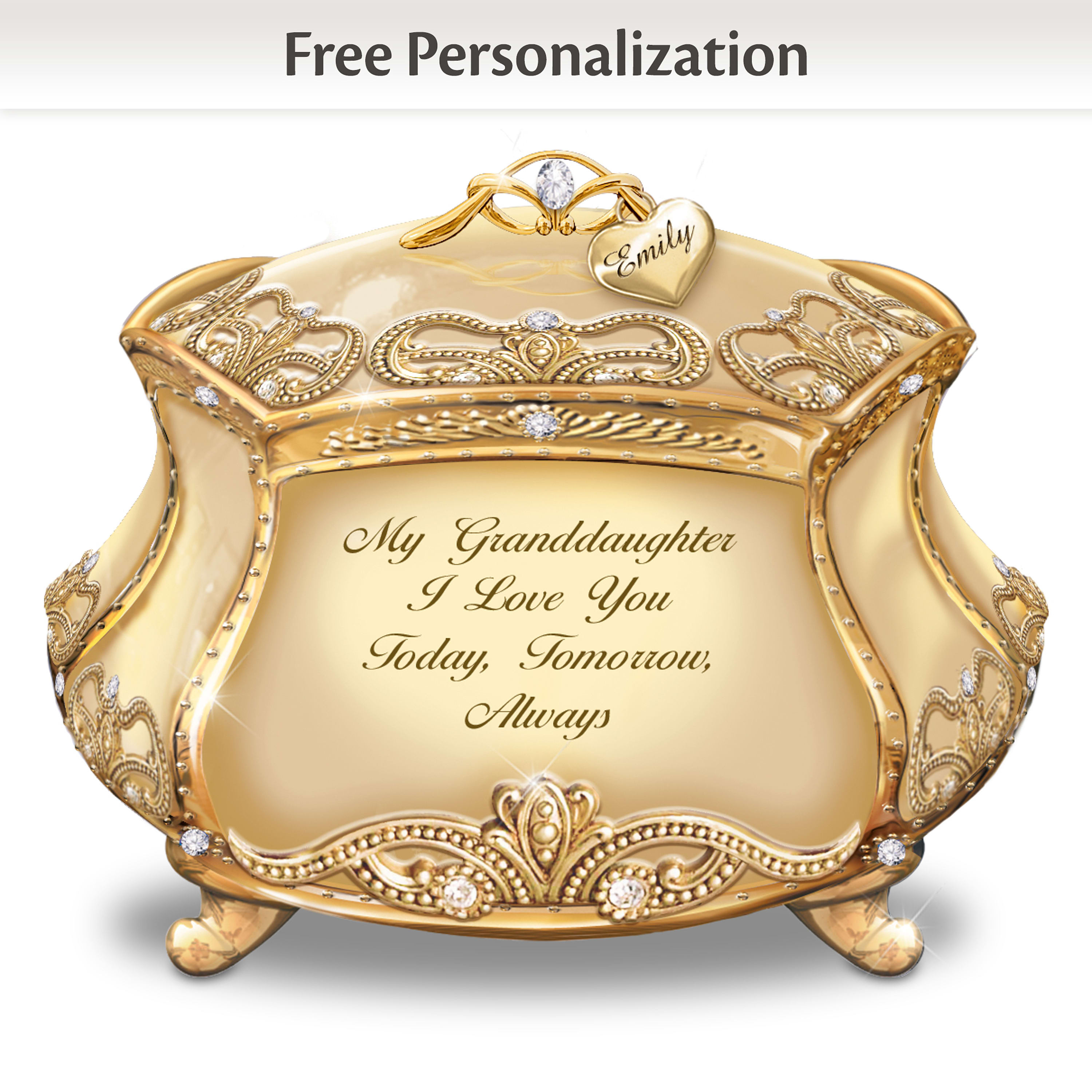 Granddaughter, I Love You Personalized Heirloom Porcelain Music Box