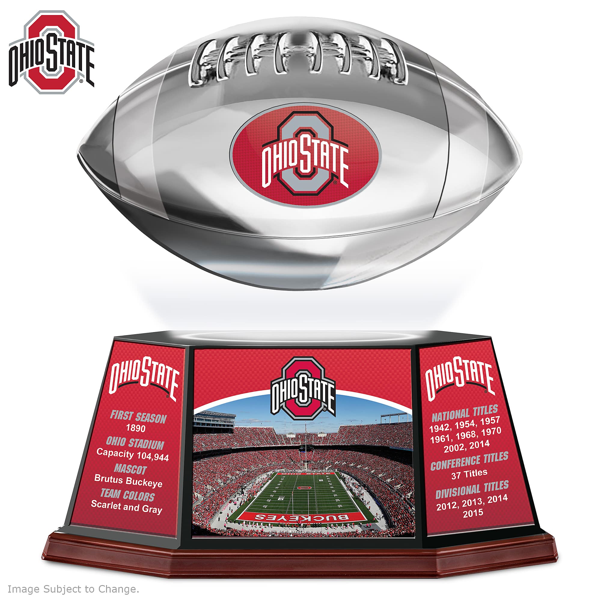 Ohio State University Buckeyes Illuminated Levitating Football Sculpture