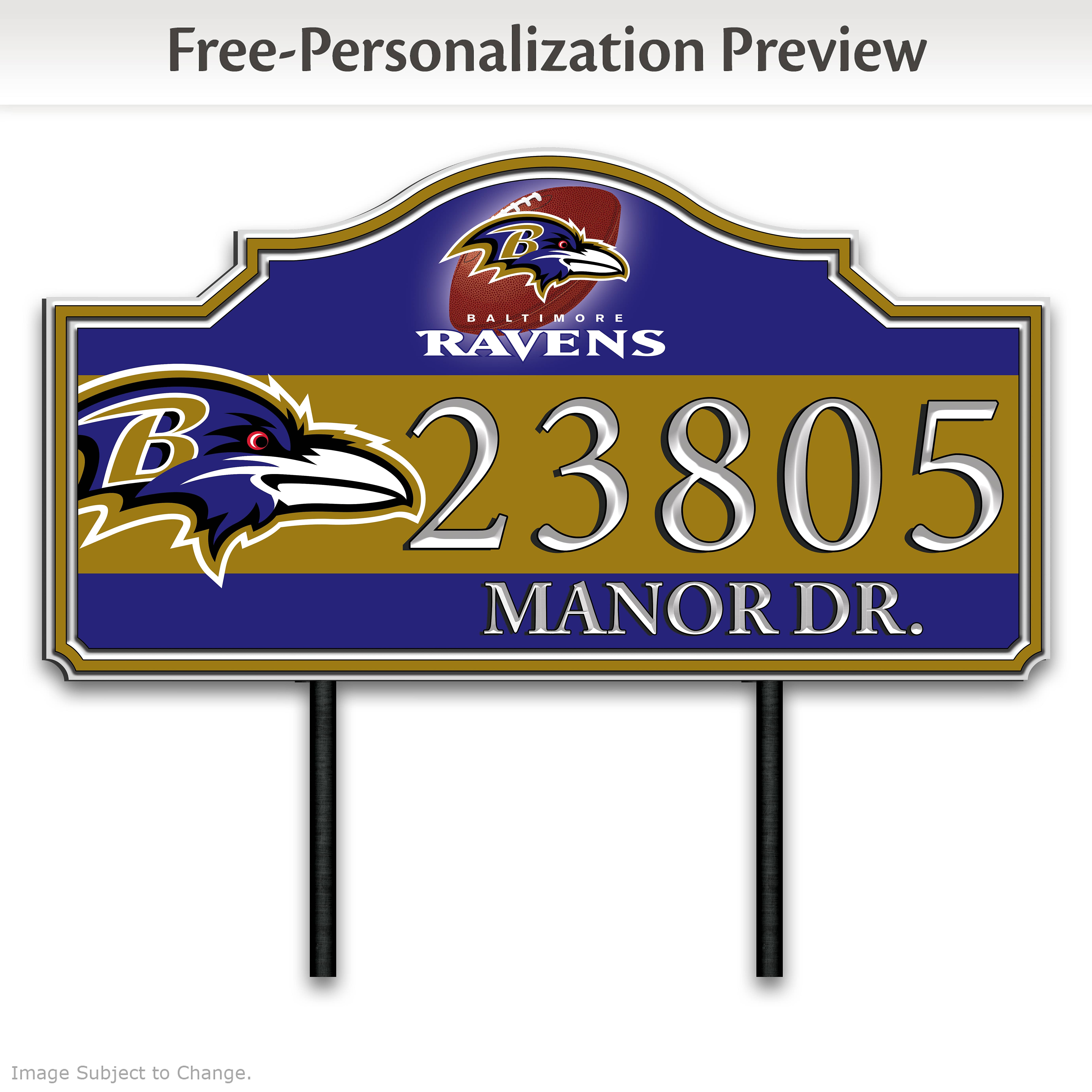 NFL Personalized Outdoor Address Sign Featuring Team Logo & Colors