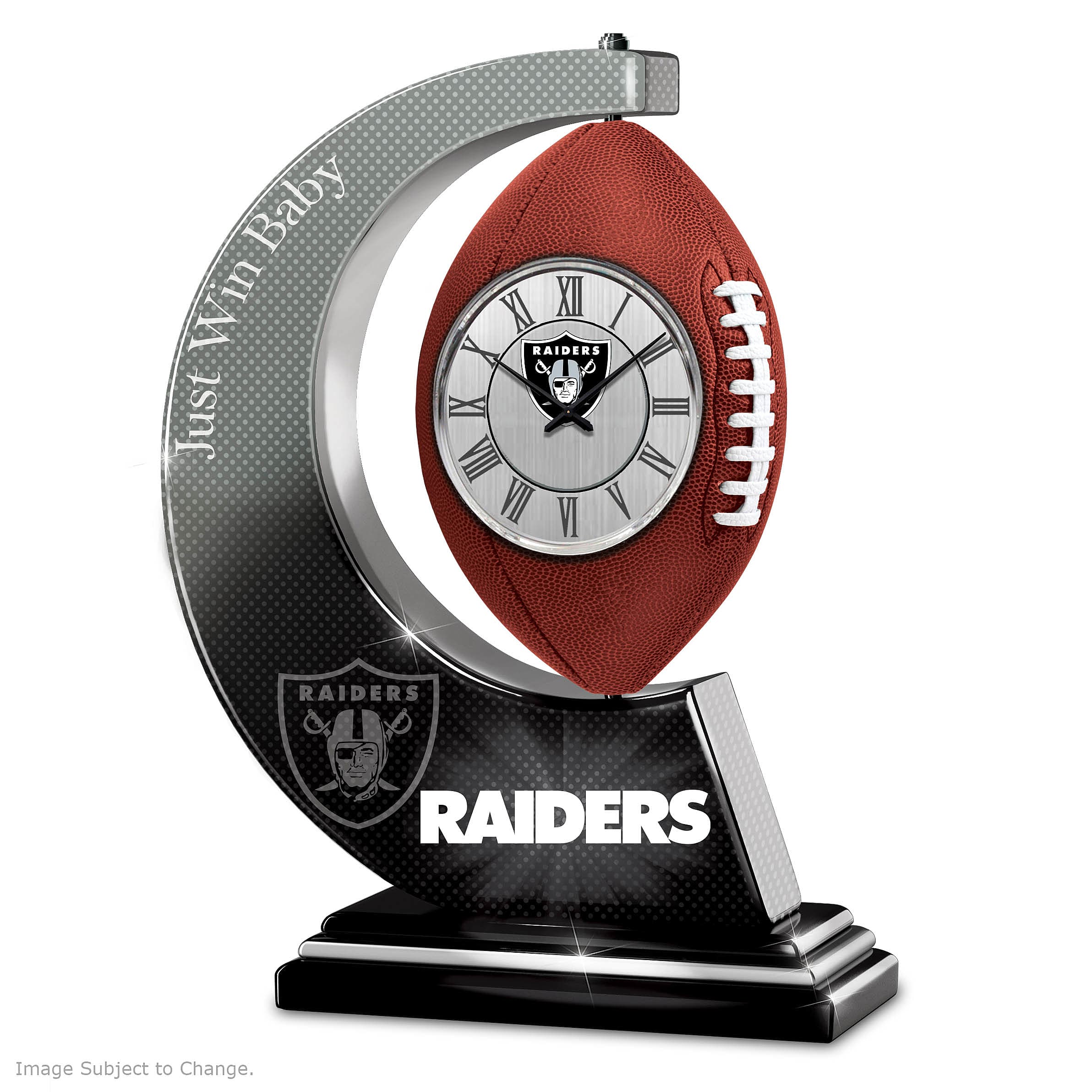 Las Vegas Raiders Three-Dimensional Rotating NFL Football Desk Clock ...