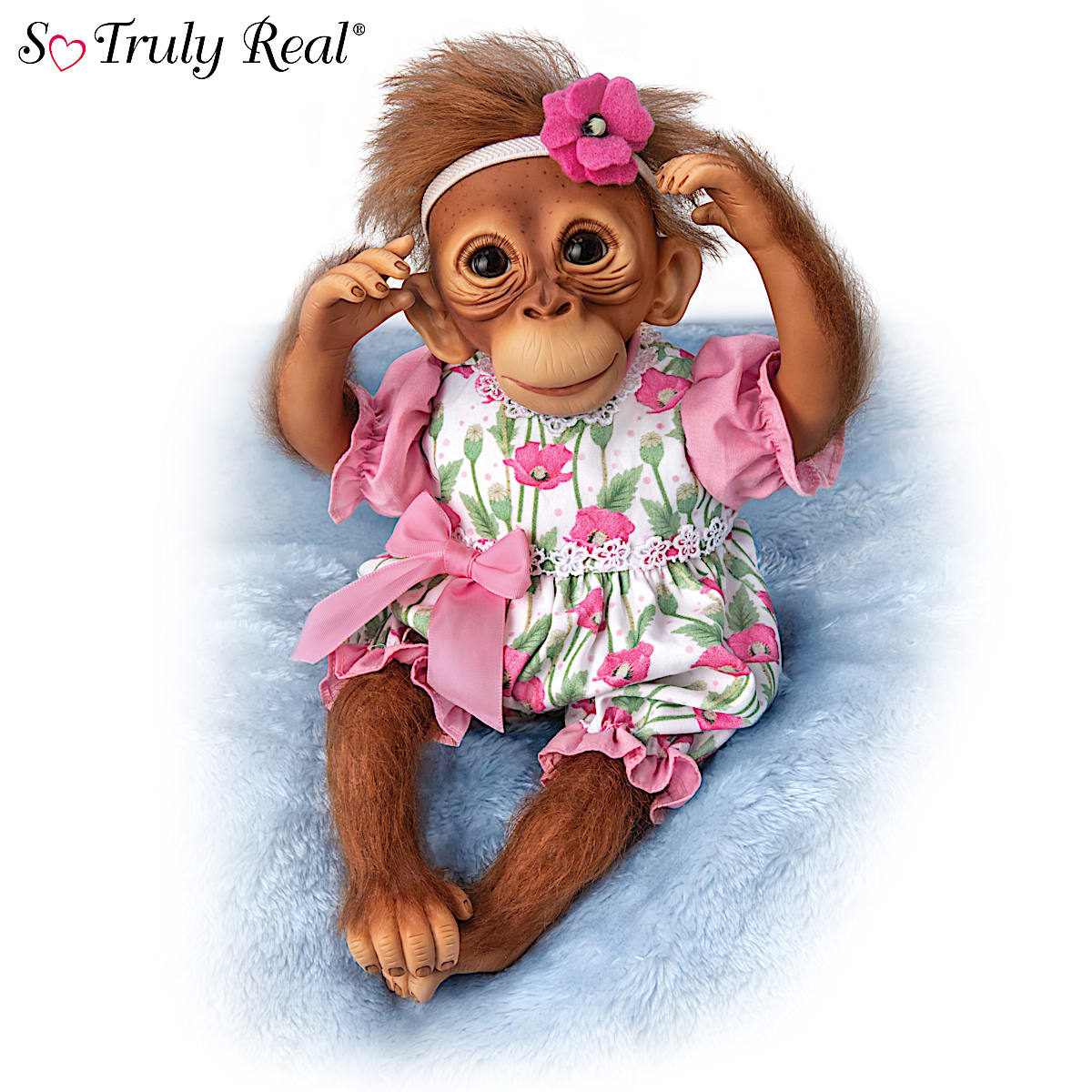 So Truly Real Precious Poppy Lifelike Monkey Doll Featuring Hand ...