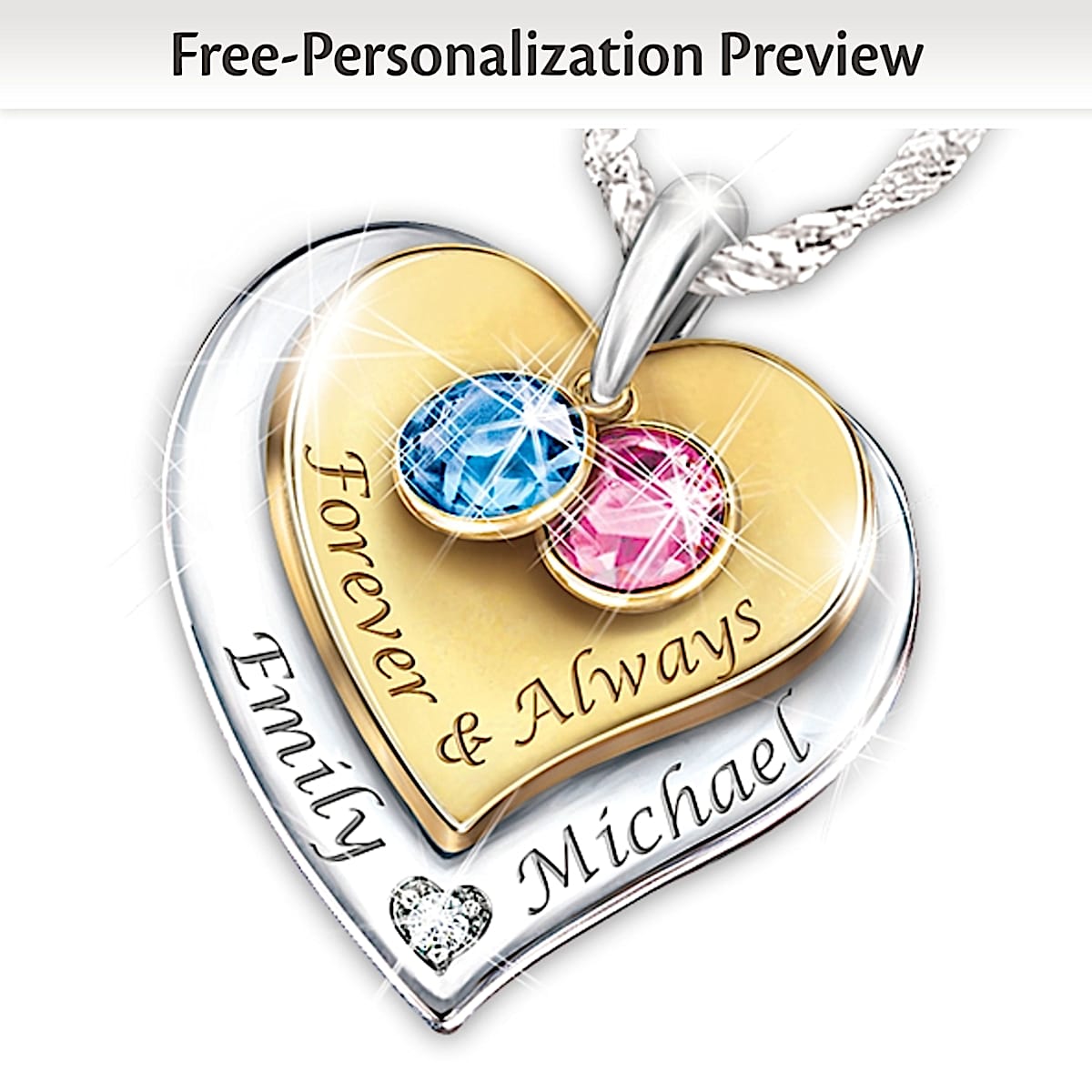 Womens Necklace: Forever & Always Personalized Diamond Pendant Necklace