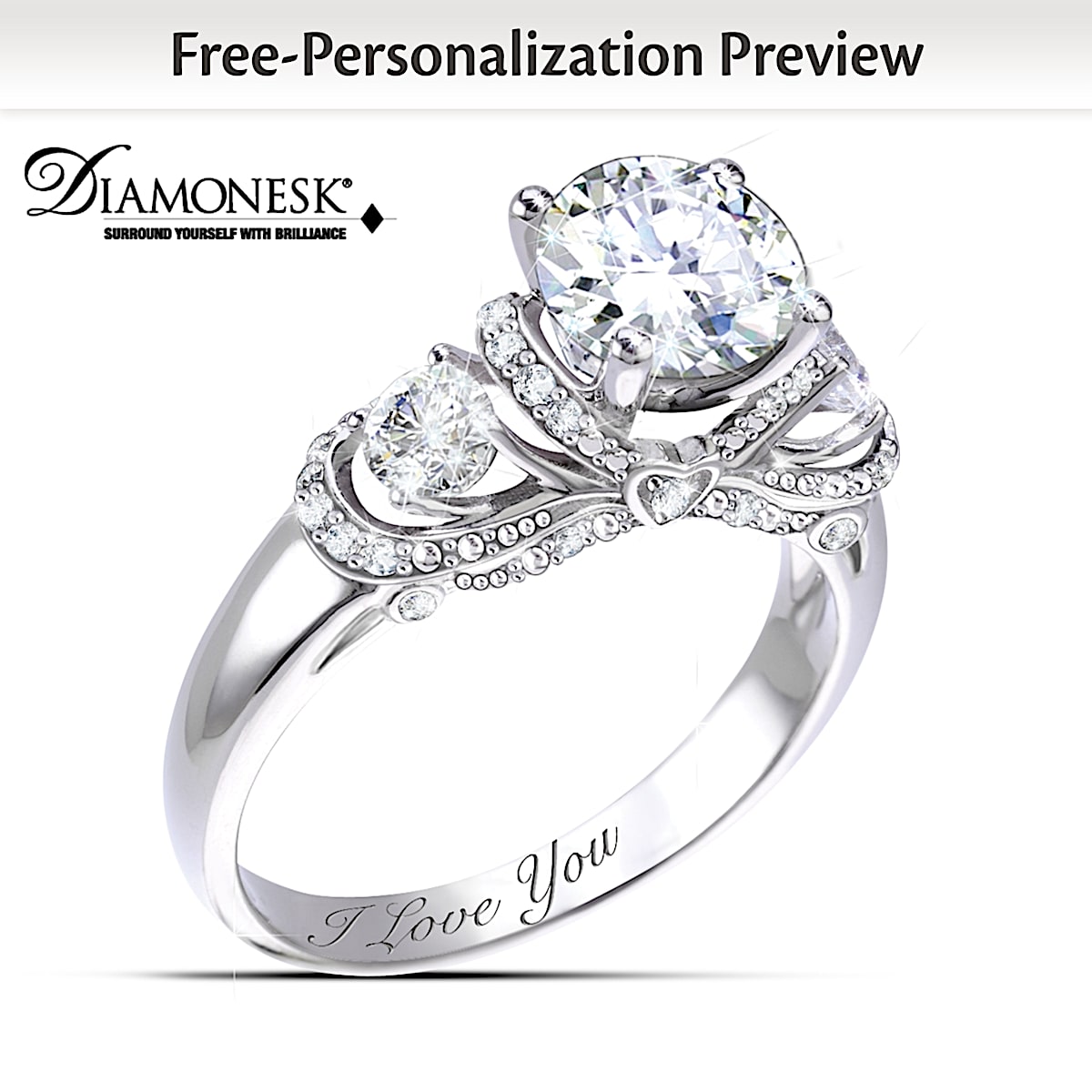 Ring: Once Upon A Romance Personalized Diamonesk Bridal Ring