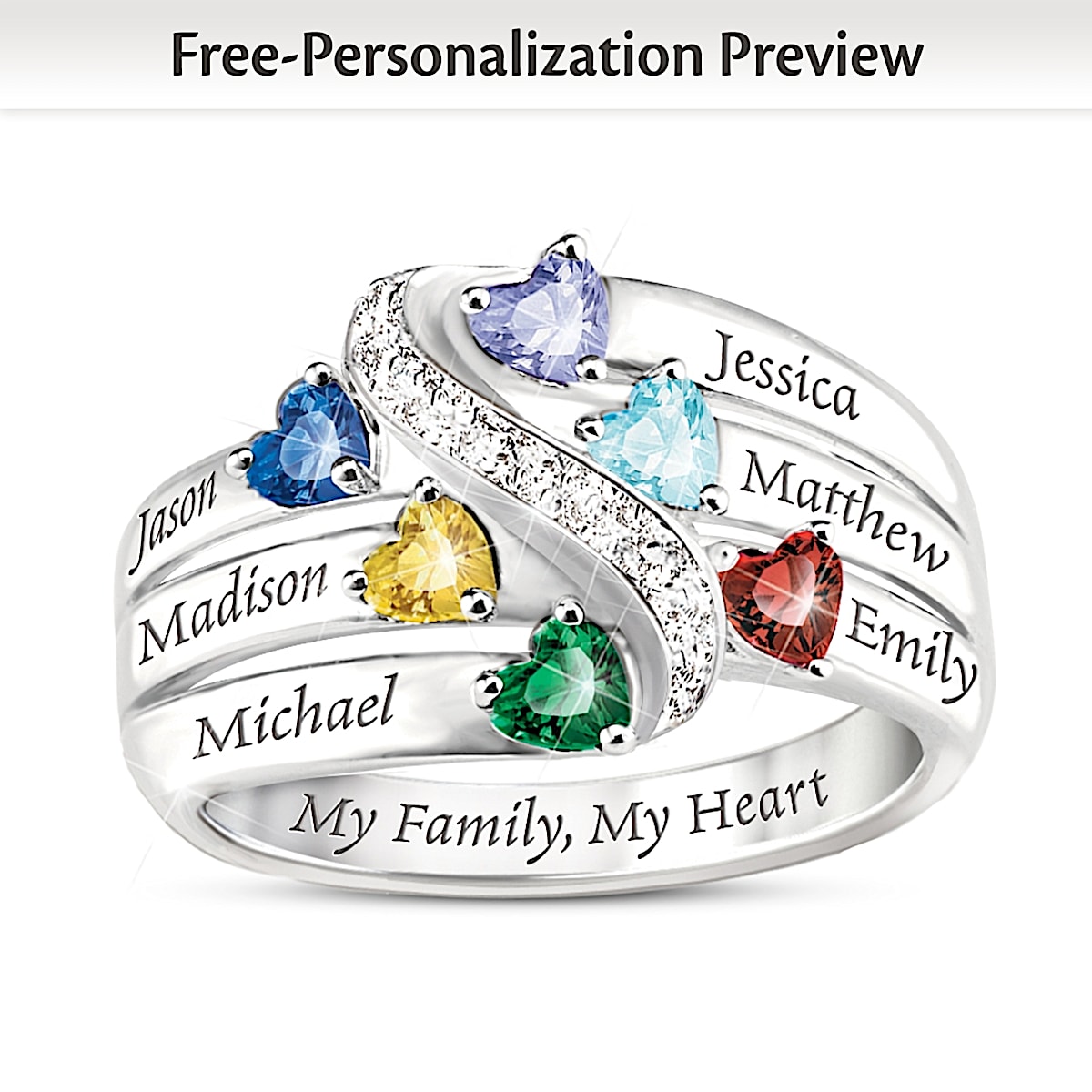 Personalized Birthstone Ring – Adorned With Heart-Shaped Crystals And ...