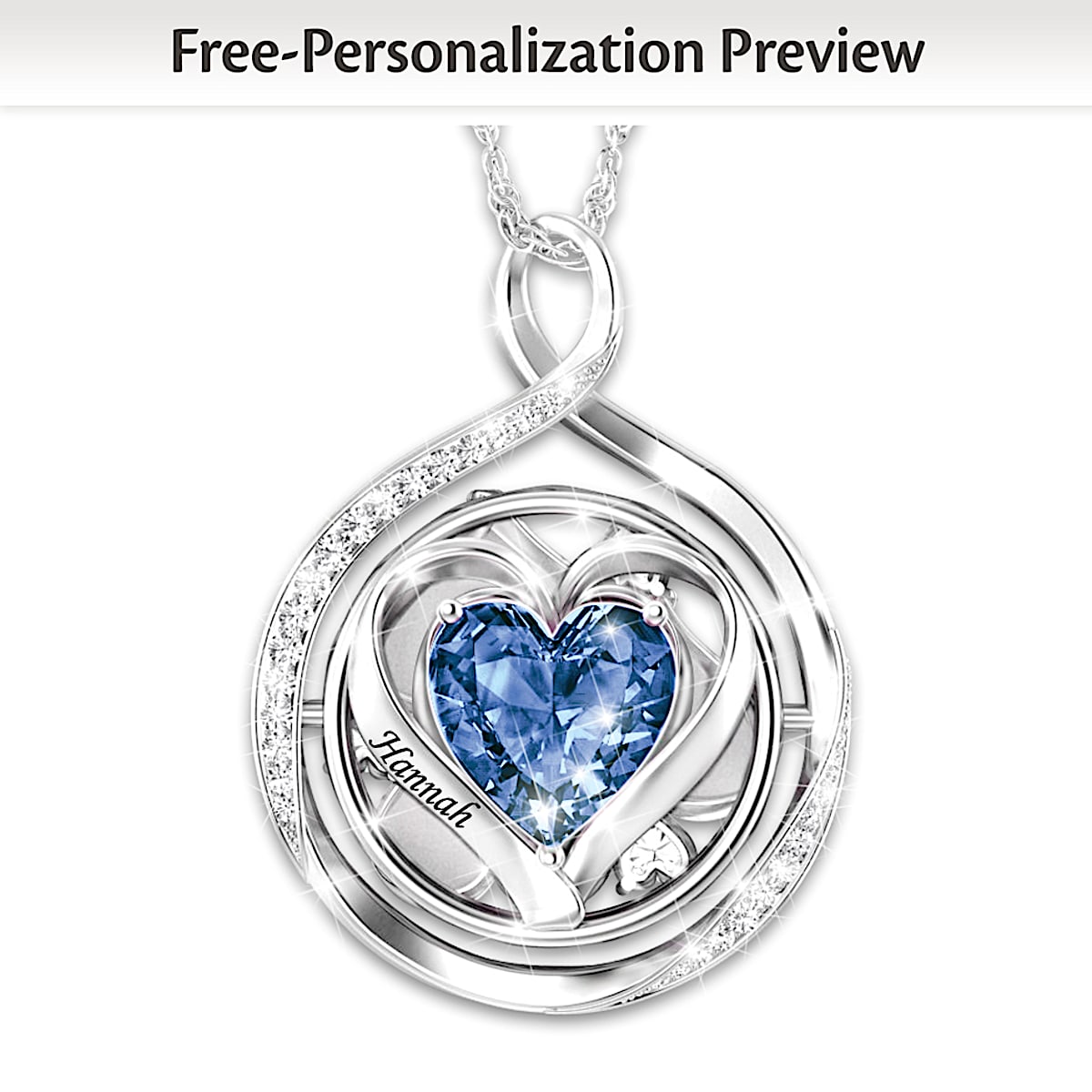 Never Ending Love Granddaughter Heart Shaped Sterling Silver Personalized Birthstone Flip Pendant Necklace