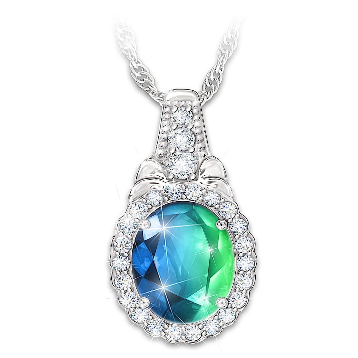 Sensational Shades Platinum-Plated Pendant Necklace With A Center Stone ...
