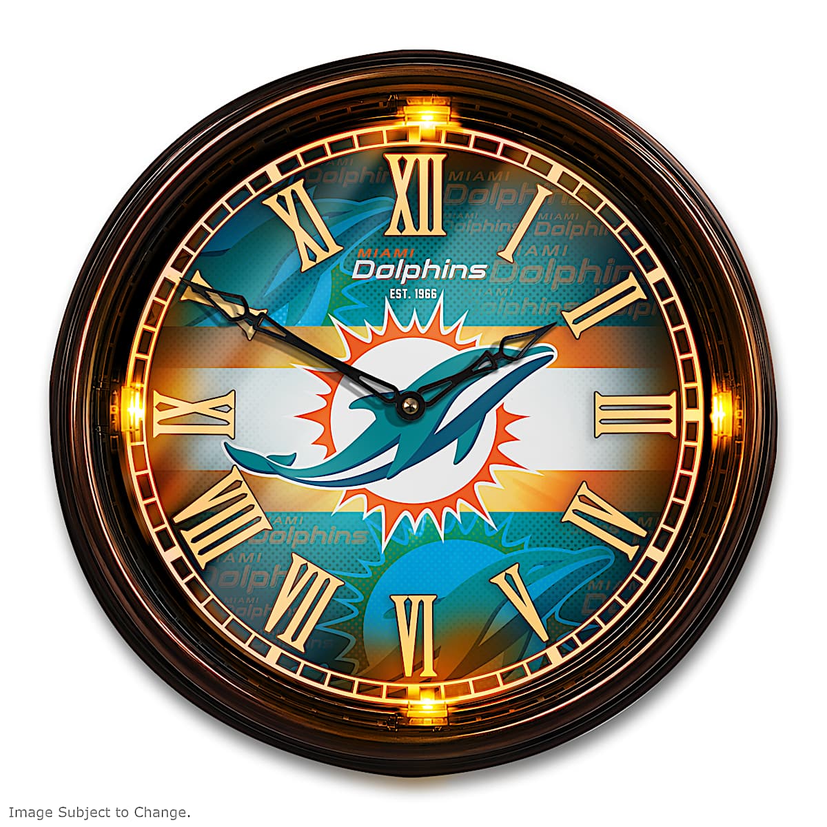 Miami Dolphins NFL Outdoor Illuminated Atomic Wall Clock Featuring A ...