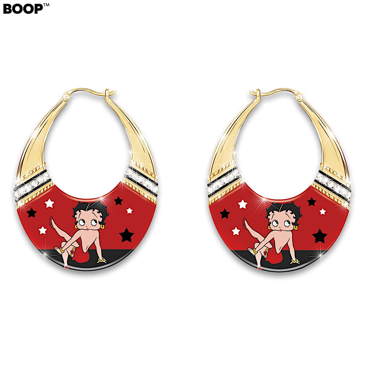 Betty Boop Screen Star Gold-Toned Hoop Earrings Adorned With Betty Boop ...