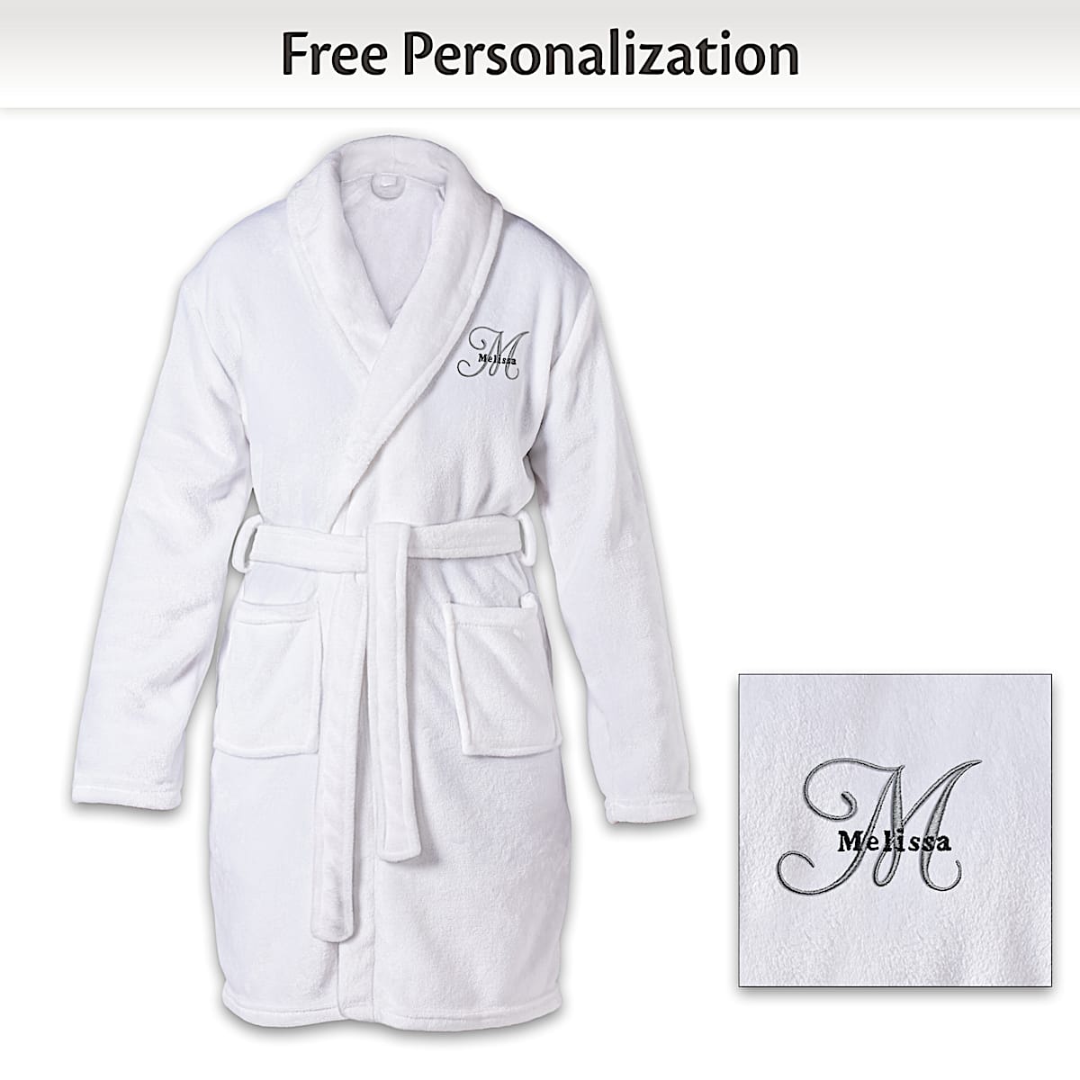 Luxury Just For Me Personalized White Polyester Knee Length Bath Robe ...
