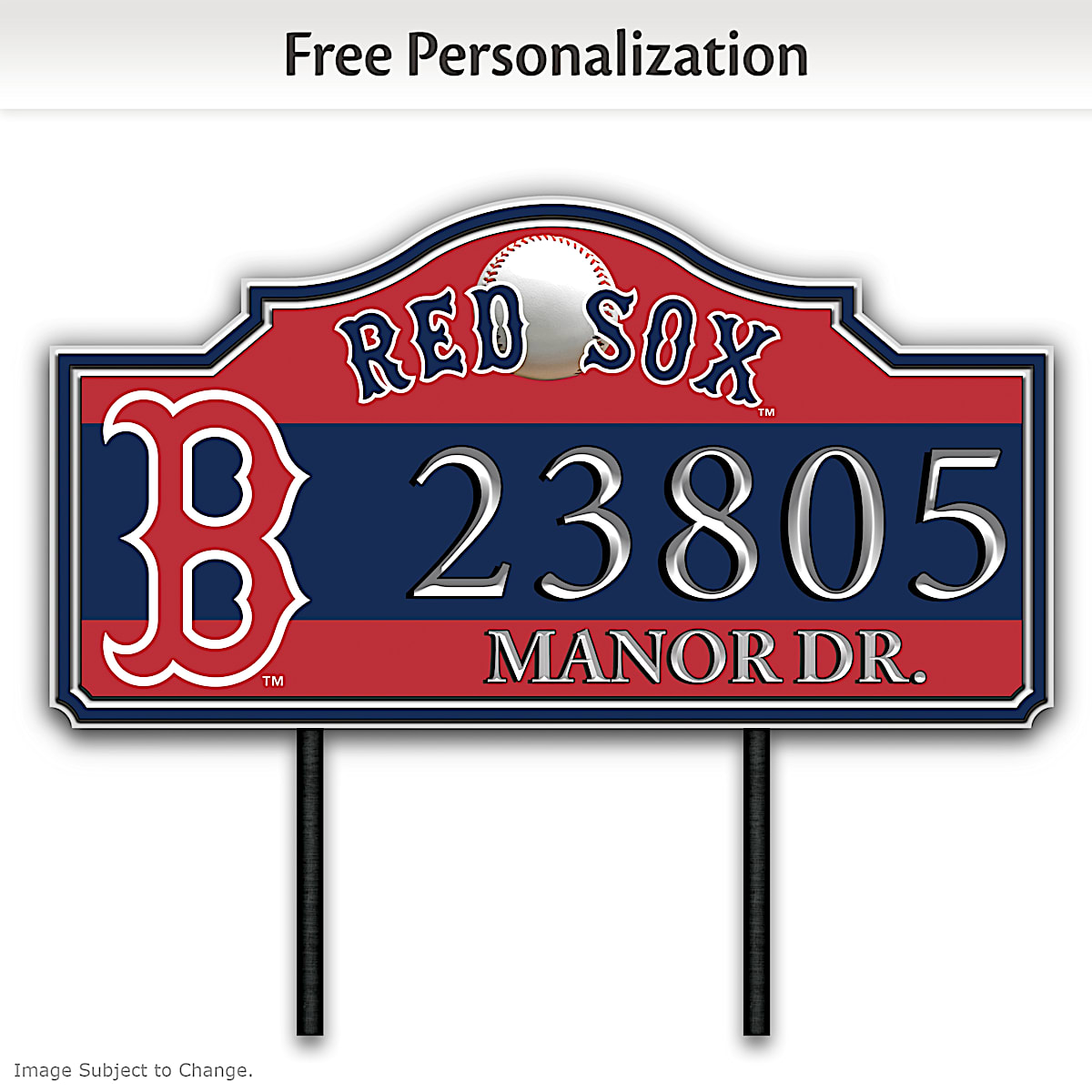 Boston Red Sox Personalized MLB Outdoor Address Sign Featuring Team ...
