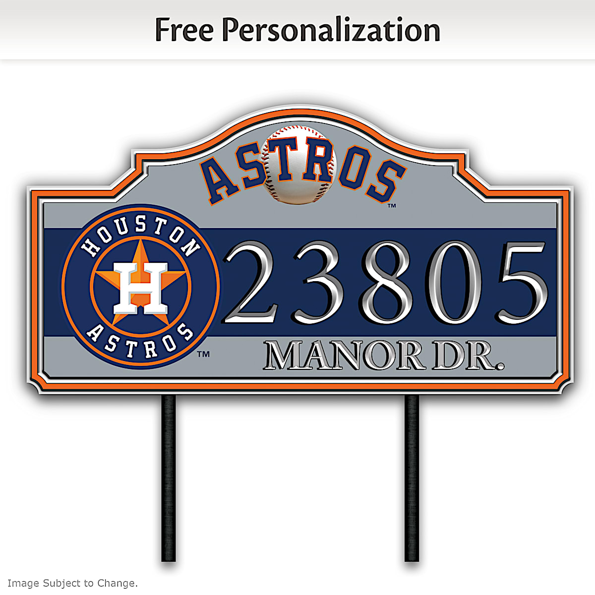 Houston Astros Personalized MLB Outdoor Address Sign Featuring Team ...