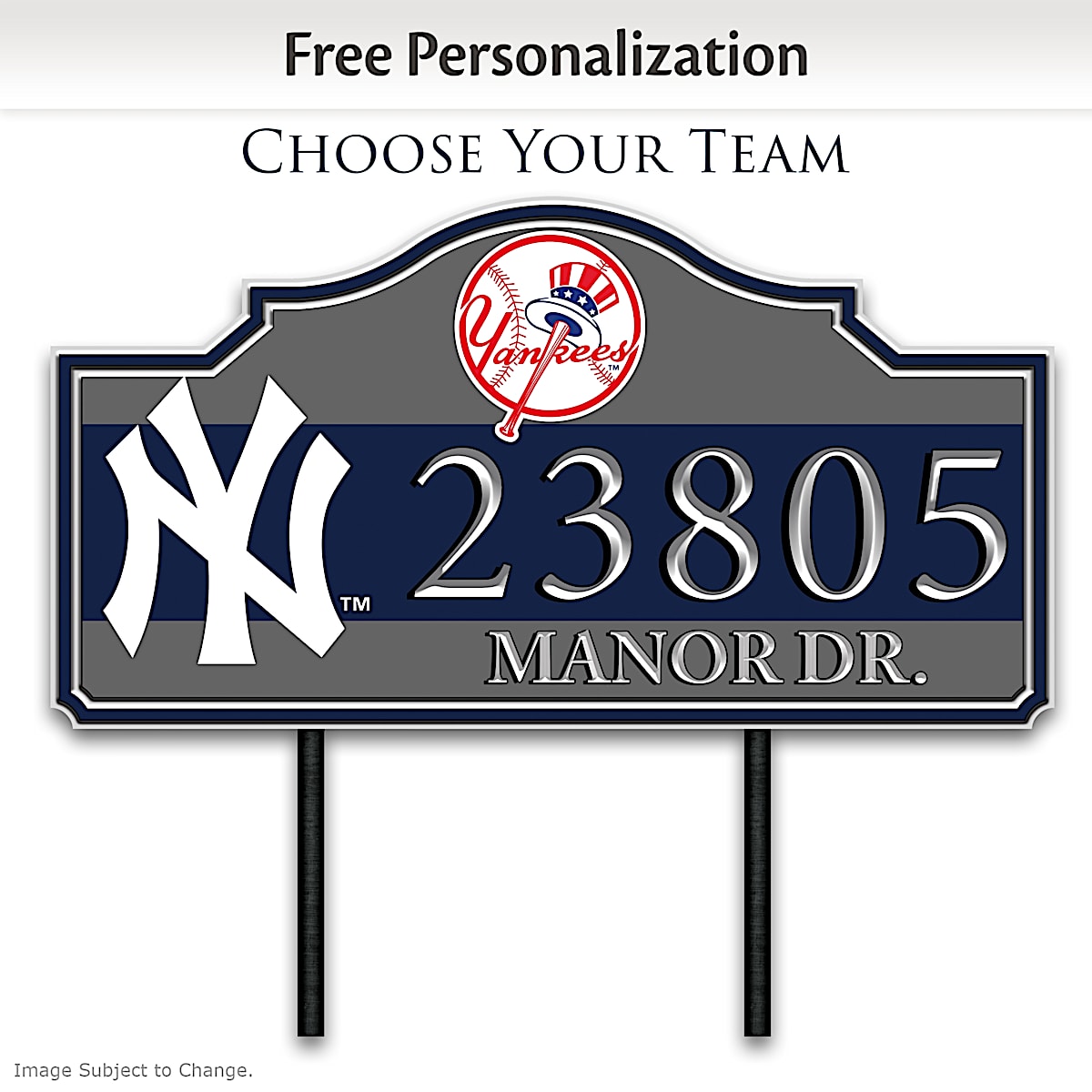 MLB Personalized Address Sign Featuring Team Logo & Colors