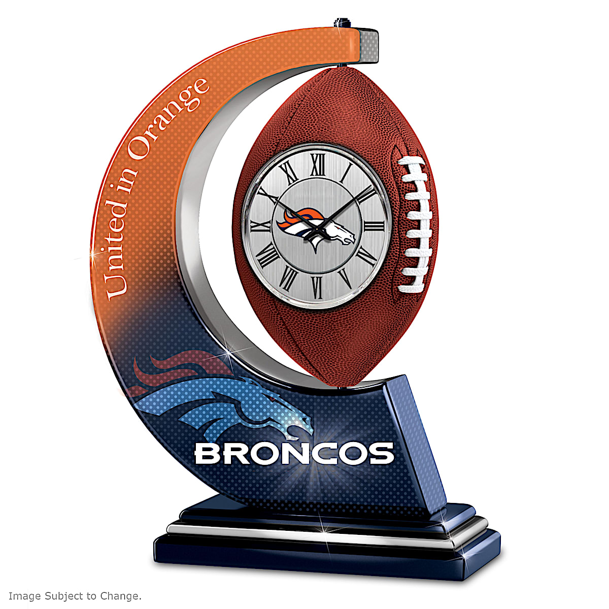 Denver Broncos Three-Dimensional Rotating NFL Football Desk Clock ...
