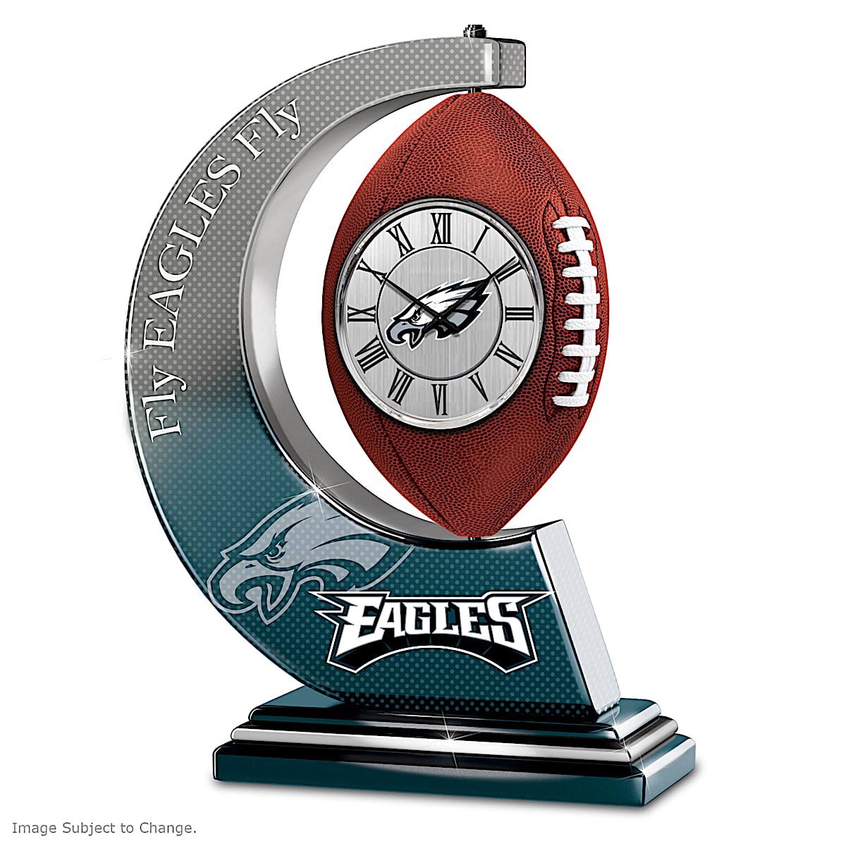 Philadelphia Eagles 3-Dimensional Rotating NFL Football Desk Clock ...