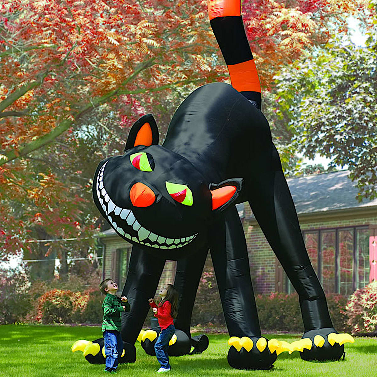 Illuminated Inflatable Giant Black Cat With Swaying Head That Stands ...