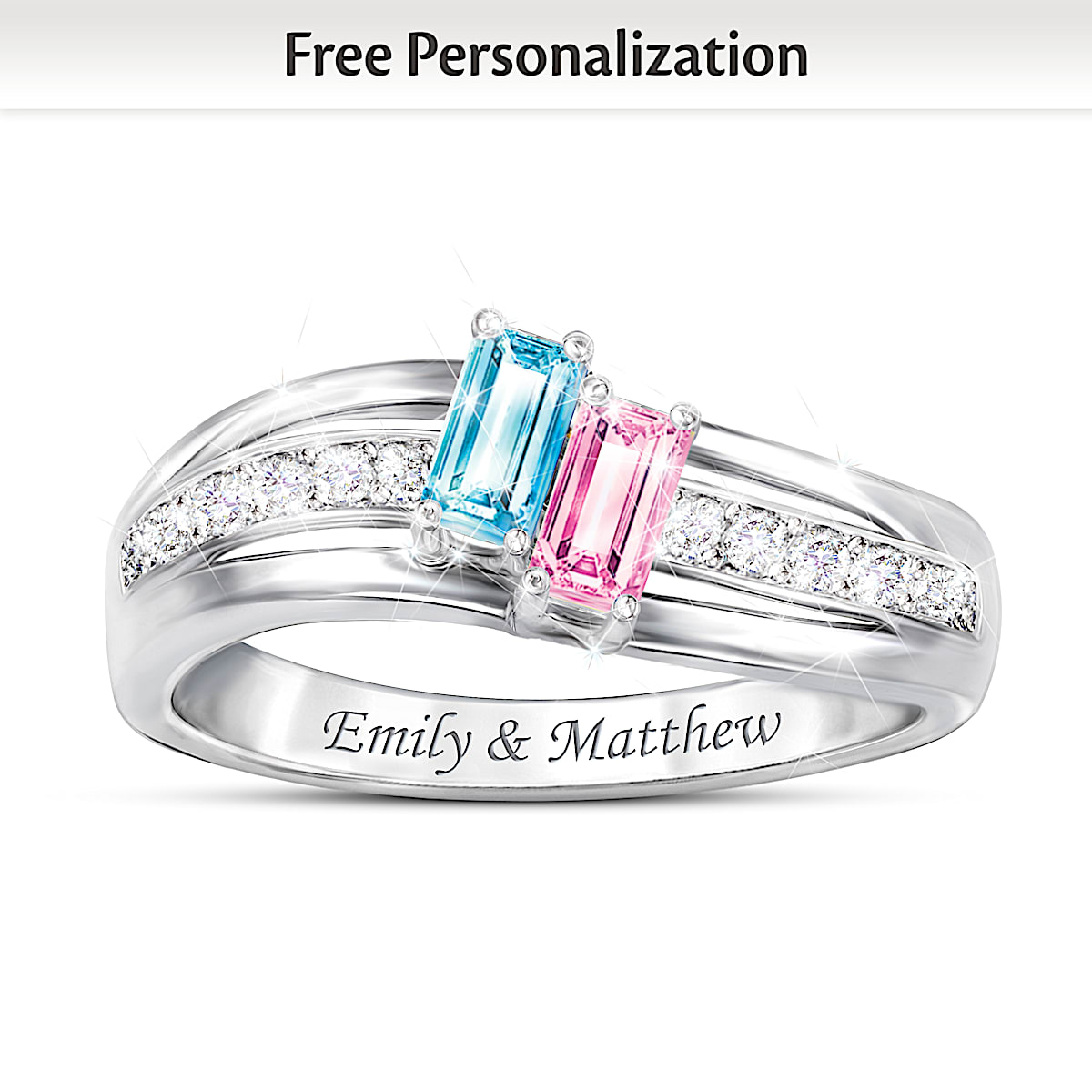 Forever By My Side Sterling Silver Personalized Birthstone Ring ...