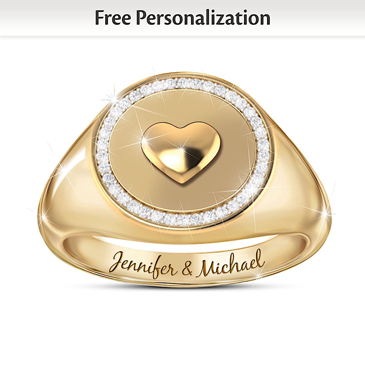 My Significant Other 24K Gold Ion-Plated Ring With A Sculpted Heart ...
