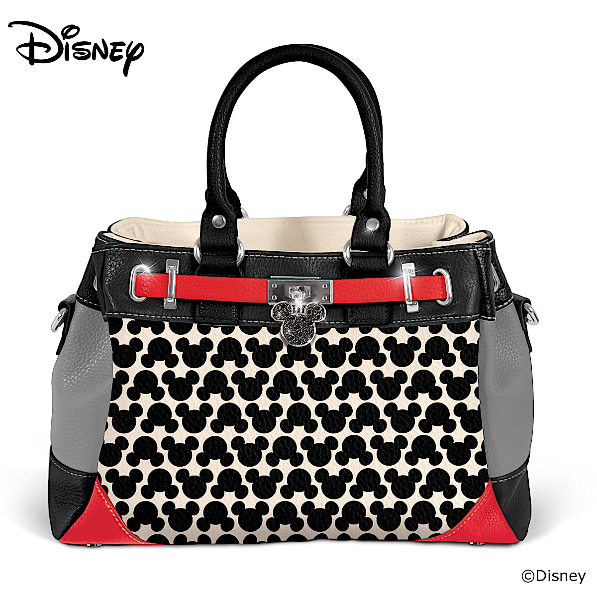 Disney Mickey Mouse All Ears Fashion Handbag Adorned With An All Over ...