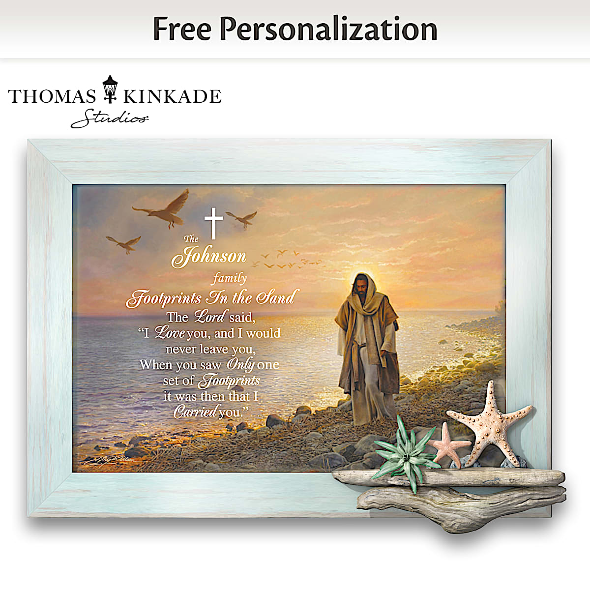 Footprints In The Sand Framed Wall Decor Adorned With Religious Art By ...