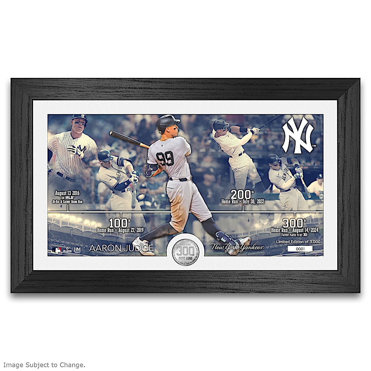 New York Yankees Aaron Judge 300th Career Home Run MLB Framed Wall ...