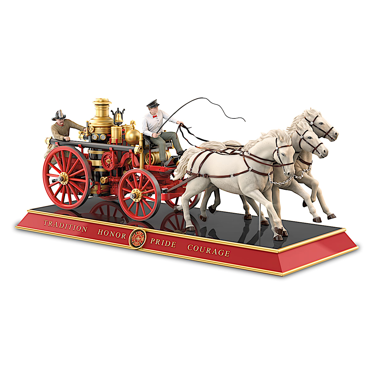 Fully Sculpted And Hand-Painted Early 1900s Horse-Drawn Fire Engine ...