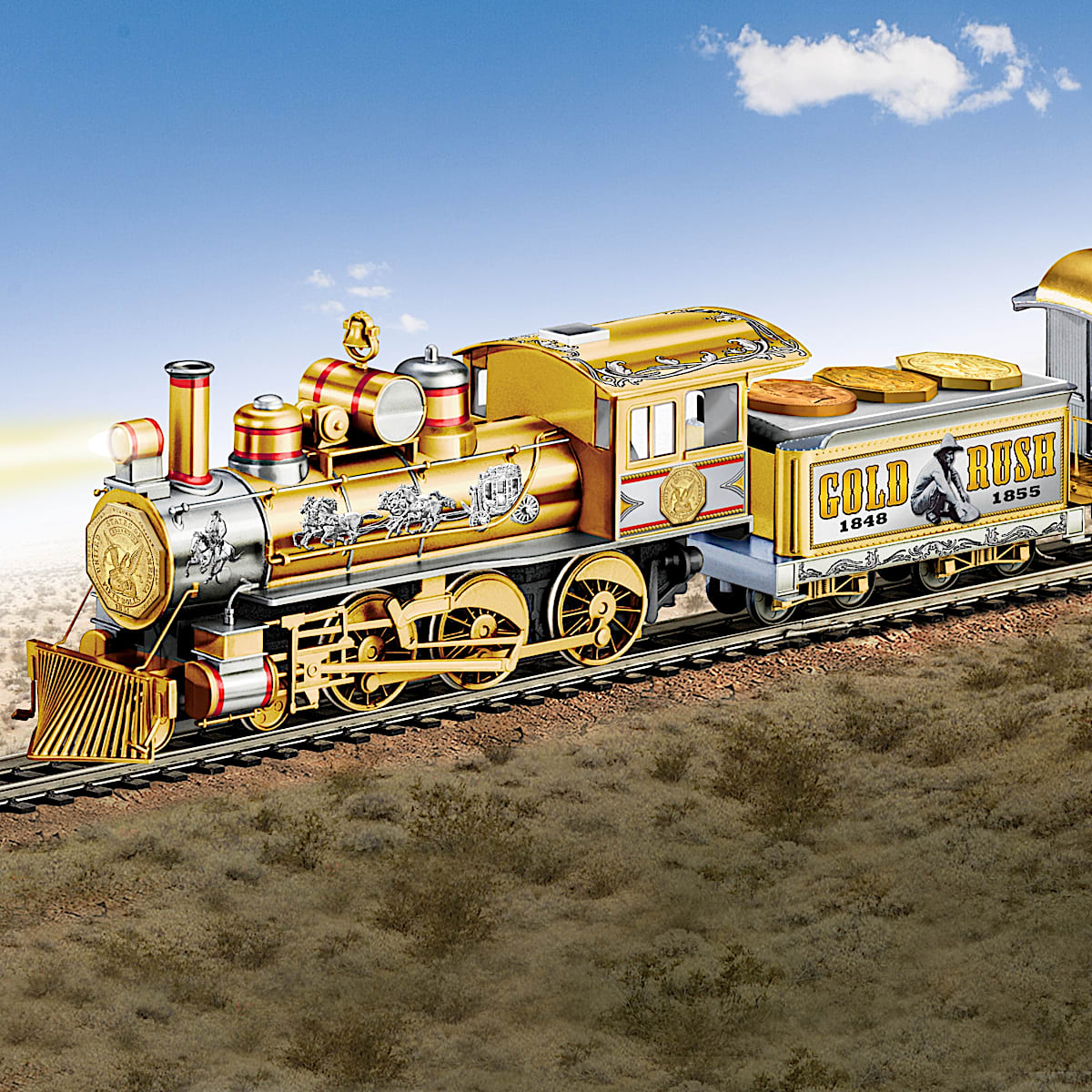 Gold Rush Express Illuminated Electric Train Collection With Track Set