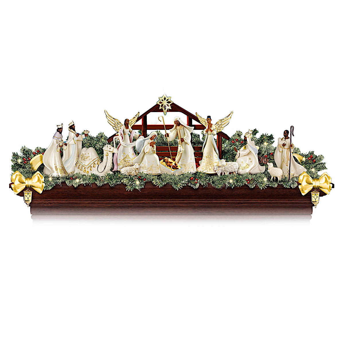 Joyful Blessings Illuminated Nativity Garland Collection Featuring Hand ...