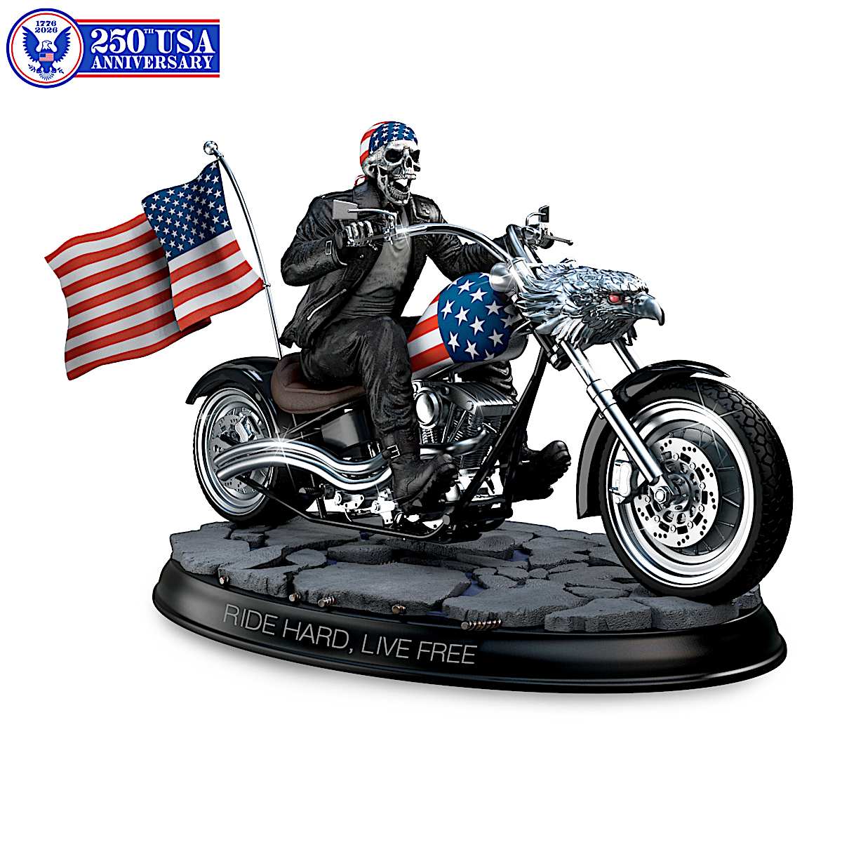 Illuminated Patriotic American Chopper Sculptures Featuring Bad To The ...