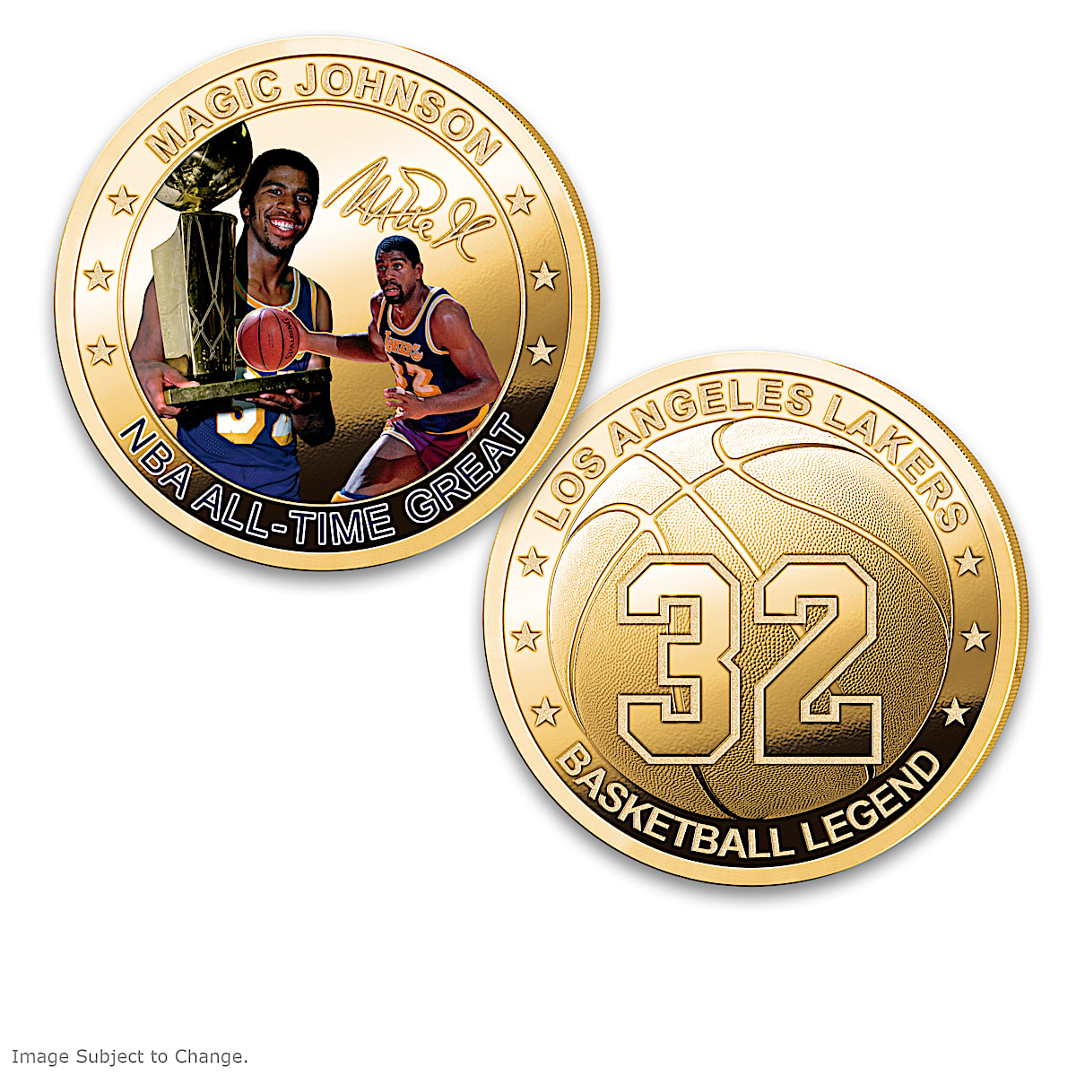 Los Angeles Lakers Magic Johnson NBA Bronze Bullion Coins With Images ...
