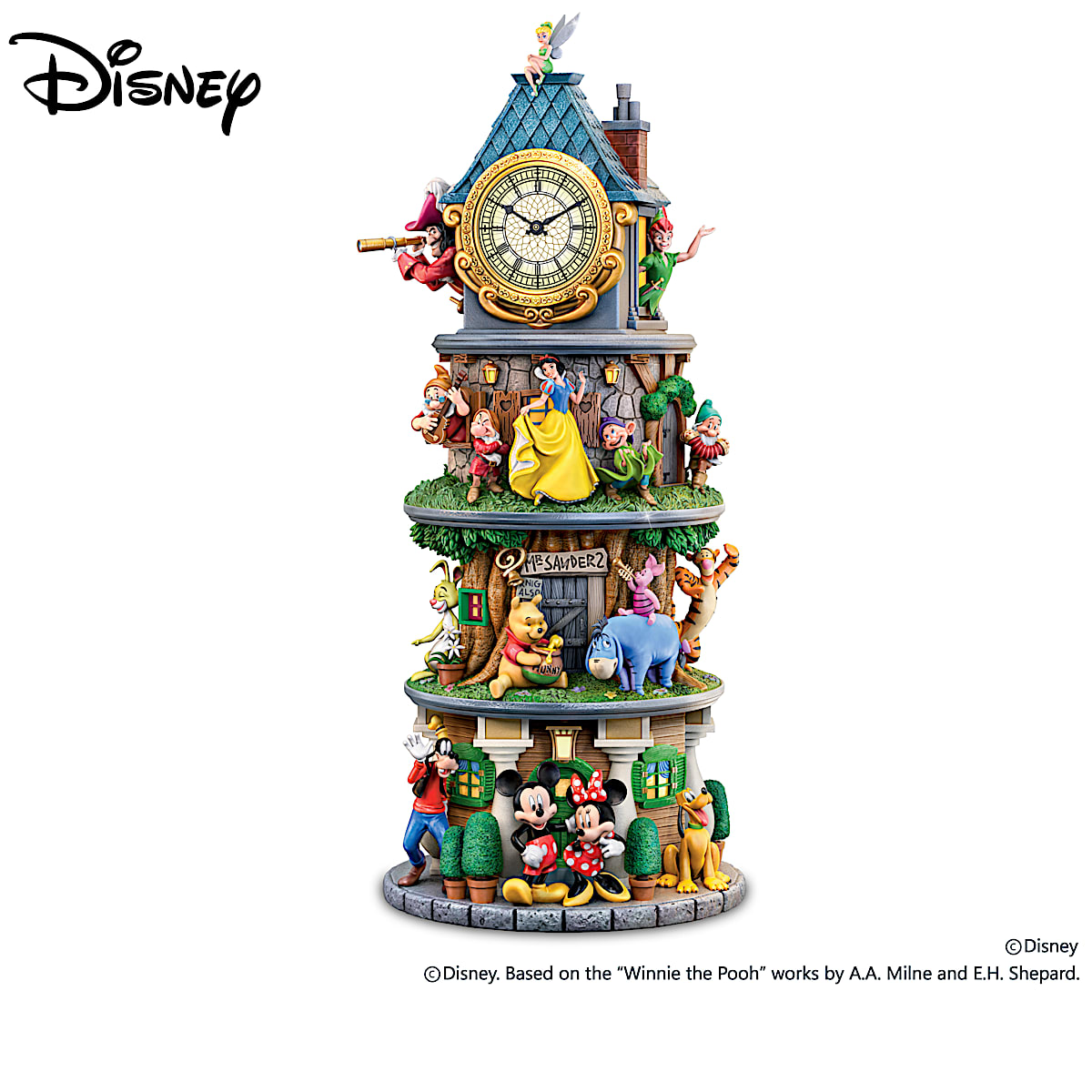 Disney Stackable Tower Clock Featuring Sculpted Scenes With Hand ...
