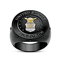 Mens Jet Black U.S. Air Force Ring Adorned With The USAF Symbol And 8 ...